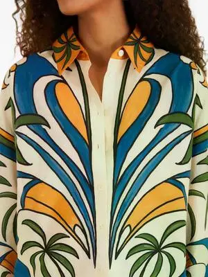 Farm Rio Multicolor Tropical Graphic Collared Buttoned Shirt