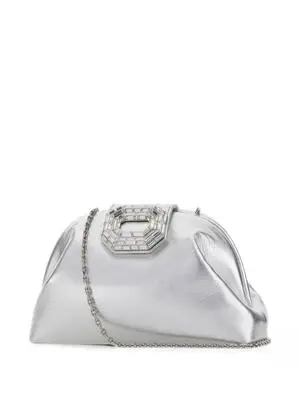 Amina Muaddi Camelia Crystal-embellished Clutch Bag - Silver