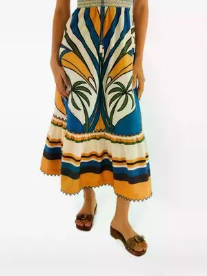 Farm Rio Tropical-graphic Ric-rac Midi Dress