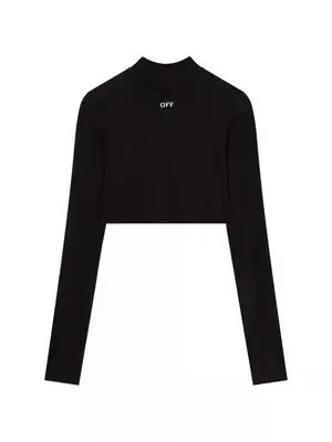 Off-White Off Stamp Cropped Long-sleeve Top - Black