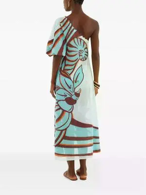 Farm Rio One-shoulder Graphic-print Midi Dress