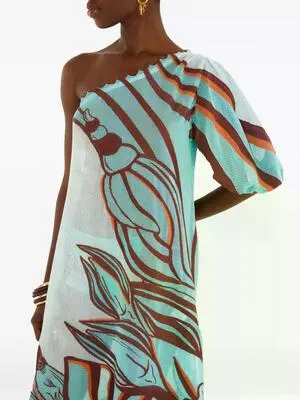 Farm Rio One-shoulder Graphic-print Midi Dress