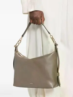 Furla Grained Leather Chain-link Tote Bag - Grey