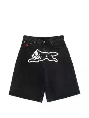 ICECREAM Running Dog Denim Shorts - Black