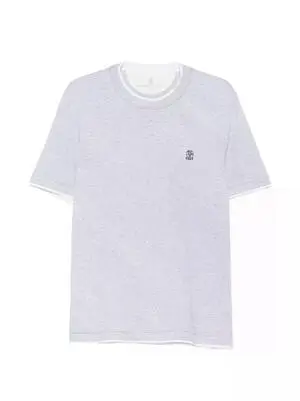 Brunello Cucinelli Logo-embroidered Crew-neck T-shirt - Grey