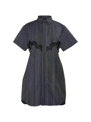 Sacai Lace-detail Striped Midi Dress