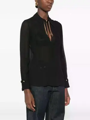 Elisabetta Franchi Long Sleeve Blouse With Gold-tone Chain Detail