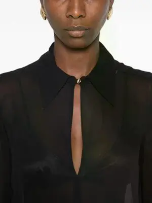 Elisabetta Franchi Long Sleeve Blouse With Gold-tone Chain Detail