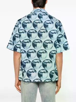 Kenzo Apple-print Short-sleeve Shirt - Blue