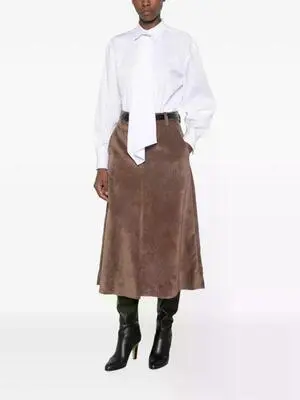Brunello Cucinelli Corduroy A-line Midi Skirt - Brown