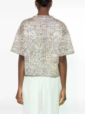 Brunello Cucinelli Mohair And Wool T-shirt With Craquelé Embroidery - Neutrals