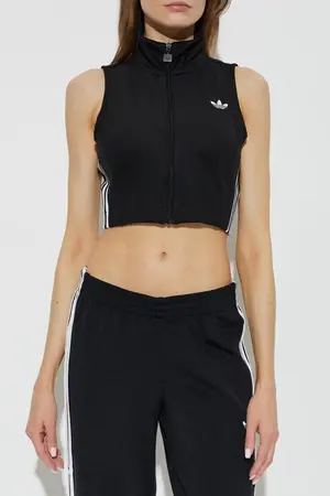 ADIDAS ORIGINALS Cropped Sleeveless Zip-up Top With Turtleneck