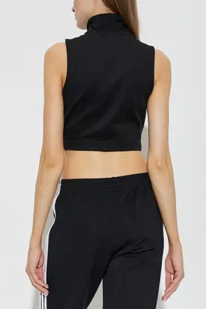 ADIDAS ORIGINALS Cropped Sleeveless Zip-up Top With Turtleneck