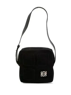Loewe 2011 Suede Anagram Shoulder Bag - Black