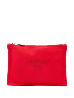 Hermès 2000-2026 Toile Bain Yachting Flat Pm Pouch - Red