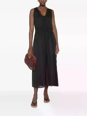 FORTE_FORTE Lace-trim Plissé Midi Dress