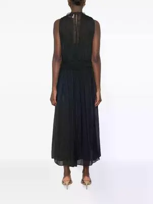 FORTE_FORTE Lace-trim Plissé Midi Dress