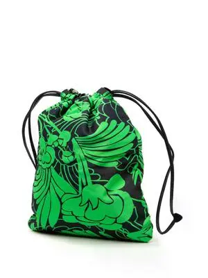 Miu Miu 2010-2026 Canvas Floral Botanical Print Drawstring Pouch Clutch Bag