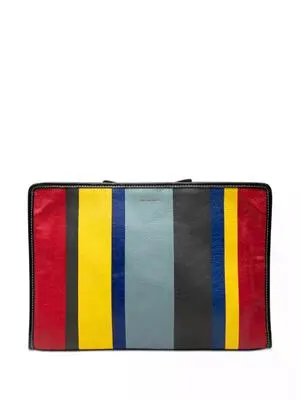 Balenciaga Lambskin Striped Bazar Clutch Bag