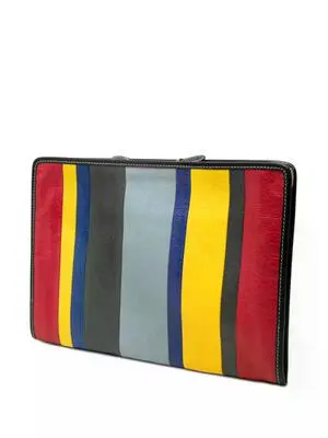 Balenciaga Lambskin Striped Bazar Clutch Bag
