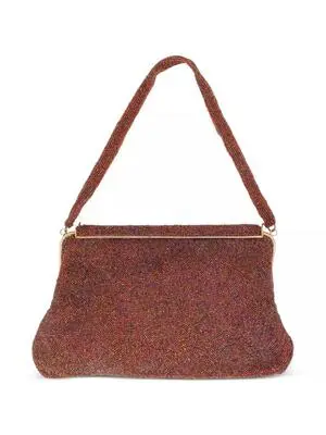 Vintage Crystal Embellished Shoulder Bag - Red