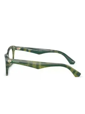 Burberry Checked Square Frame Glasses - Green