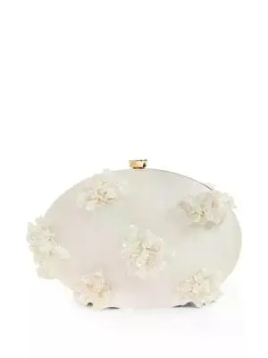 SELF-PORTRAIT Floral-appliqué Satin Clutch Bag