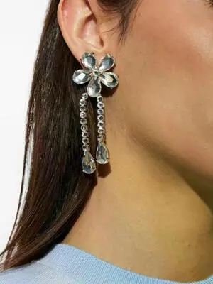 SELF-PORTRAIT Crystal-embellished Floral-motif Drop Earrings