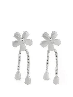 SELF-PORTRAIT Crystal-embellished Floral-motif Drop Earrings
