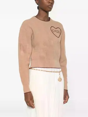 Chloé Cropped Fitted Logo Sweater