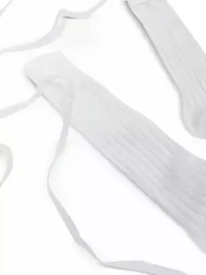 ANN DEMEULEMEESTER Ribbed Knit Knee-high Socks With Ribbon Tie Detail