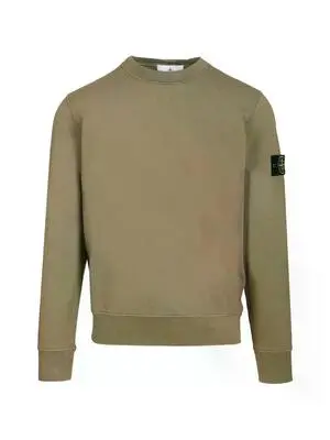 Stone Island Logo Patch Garment-dyed Sweatshirt - Green