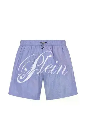 Philipp Plein Swimming Shorts Monogram Signature - Blue