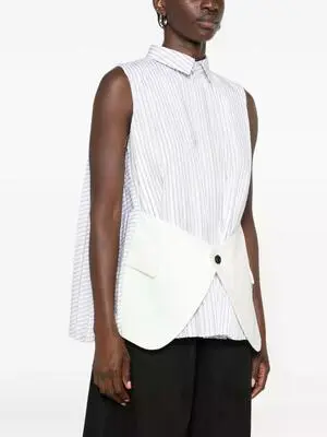 Sacai Sleeveless Striped Pleated Back Top
