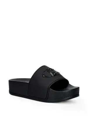 Liu Jo Logo-plaque Platform Slides - Black