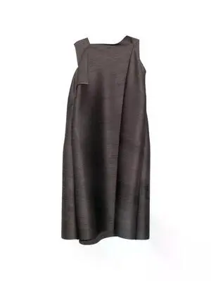 Issey Miyake Charcoal Pleated Sleeveless Dress - Grey