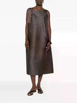 Issey Miyake Charcoal Pleated Sleeveless Dress
