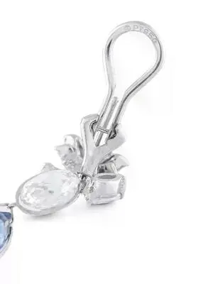 LB EXCLUSIVE Platinum Floral Motif Diamond And Sapphire Drop Earrings