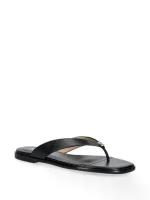 Patrizia Pepe Logo-plaque Calf Leather Flip-flops - Black