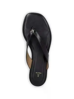 Patrizia Pepe Logo-plaque Calf Leather Flip-flops - Black