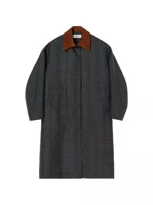 RÓHE Suede-collar Check Trench Coat - Grey