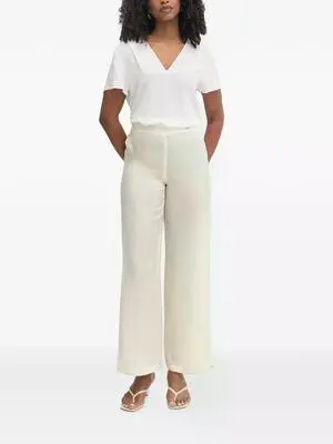Patrizia Pepe Logo-plaque Wide-leg Trousers - Neutrals