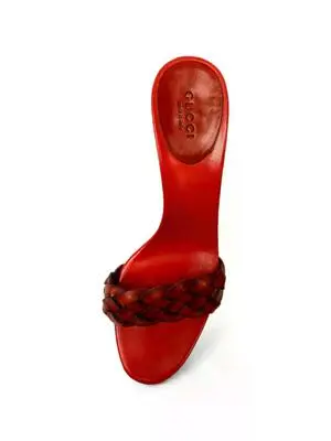 Gucci Woven-strap Stiletto Slide Sandals