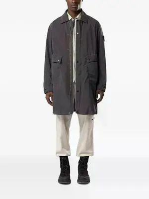 Stone Island Logo-patch Button-up Trench Coat - Grey