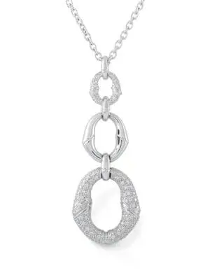 Gucci 18k White Gold Bamboo Pendant Diamond Necklace