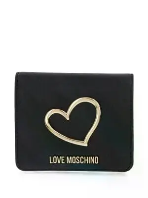 Moschino Heart-plaque Logo-lettering Wallet - Black