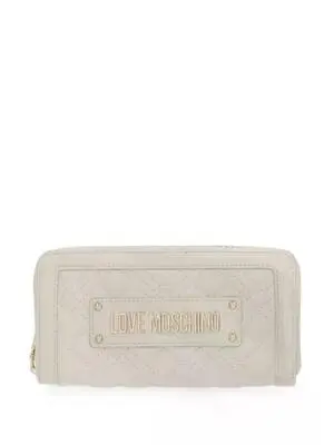 Moschino Quilted Logo-plaque Wallet - Neutrals