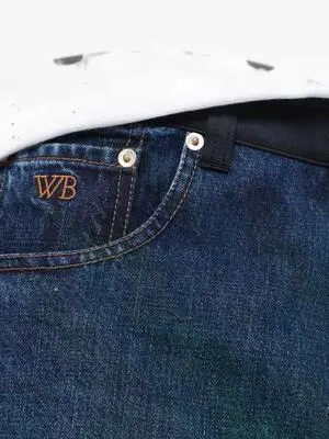 WALES BONNER Side-stripe Logo-embroidered Jeans
