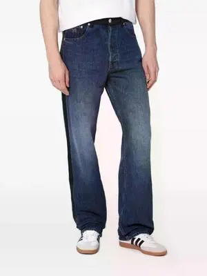 WALES BONNER Side-stripe Logo-embroidered Jeans - Blue