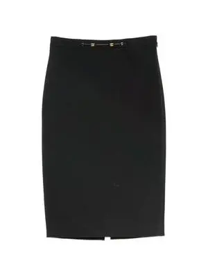 Elisabetta Franchi Logo Plaque Pencil Midi Skirt - Black